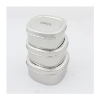 Stainless Steel Square Food Containers - Set Of 3