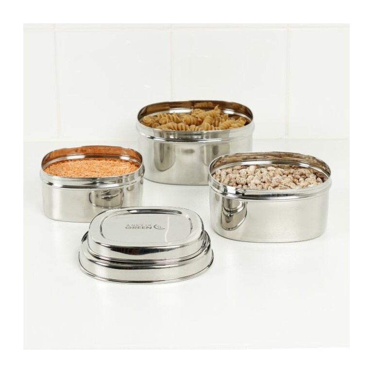 Stainless Steel Square Food Containers - Set Of 3