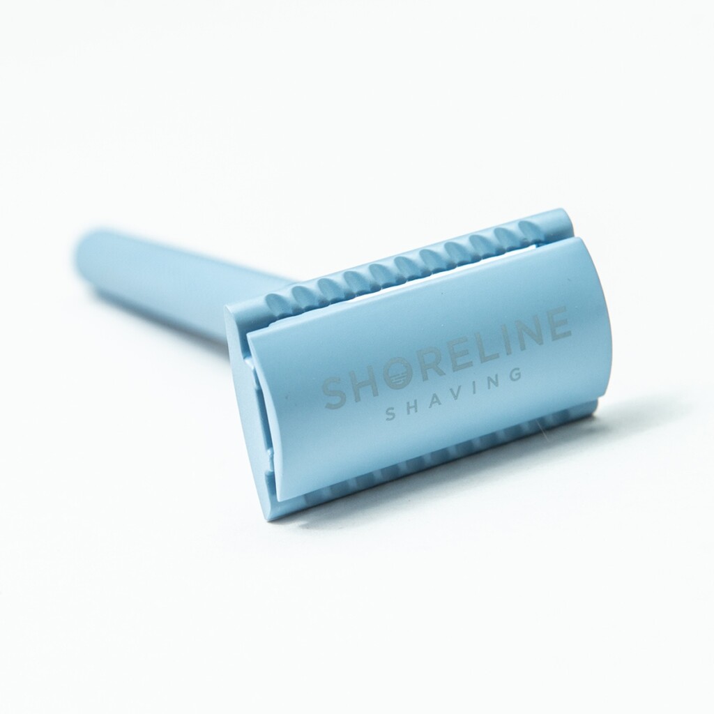 Pale Blue Safety Razor with Hessian Bag - Peace With The Wild
