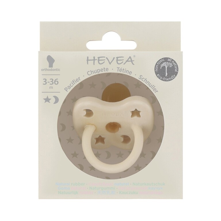 Hevea Star & Moon Natural Rubber Pacifier - Milky White