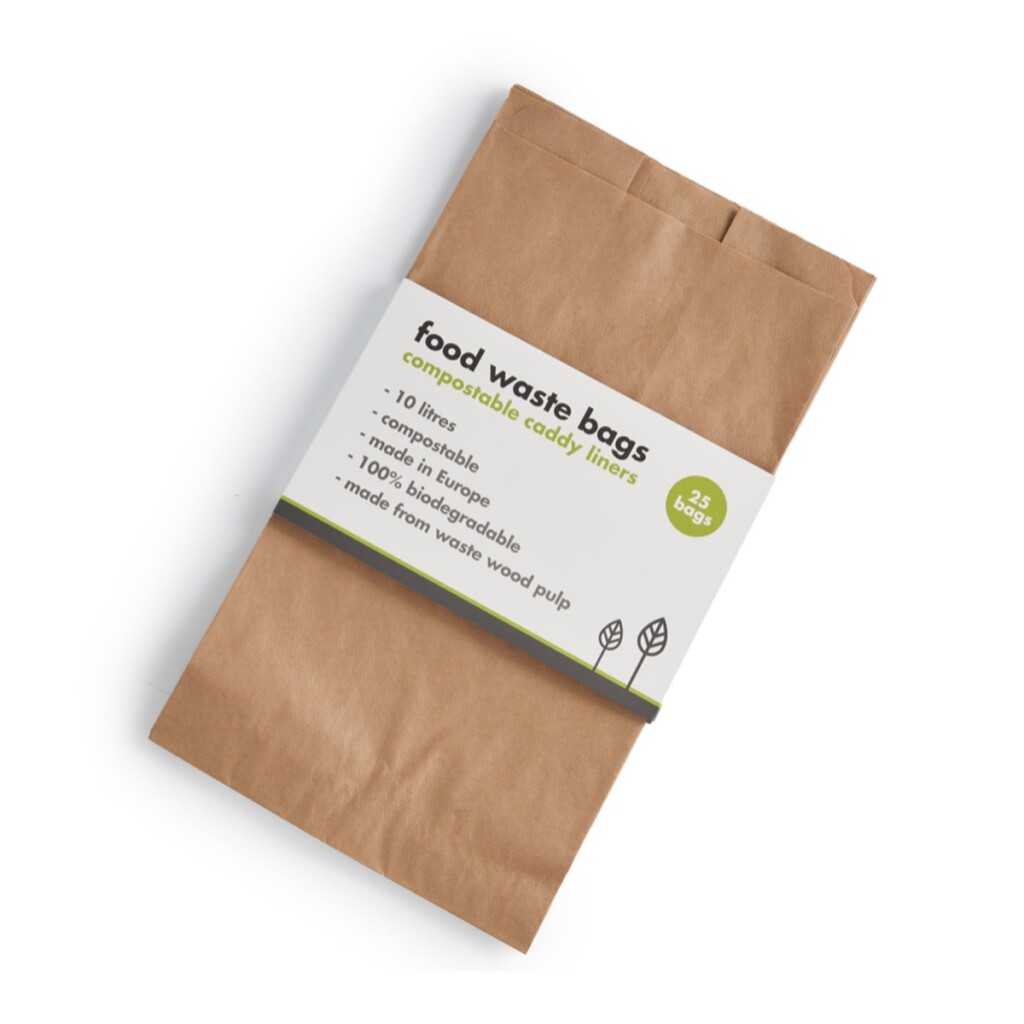 Eco Living Compostable Food Waste Paper Bags - 25 Pack - 10L