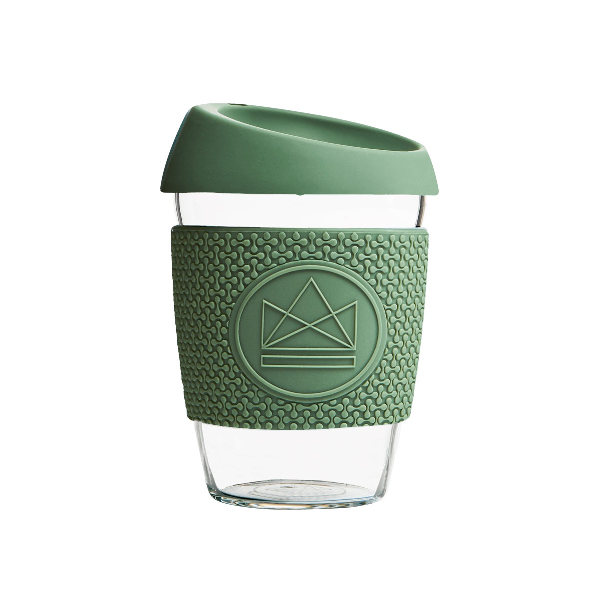 Happy Camper Green Glass Coffee Cup - 12oz - Peace With The Wild