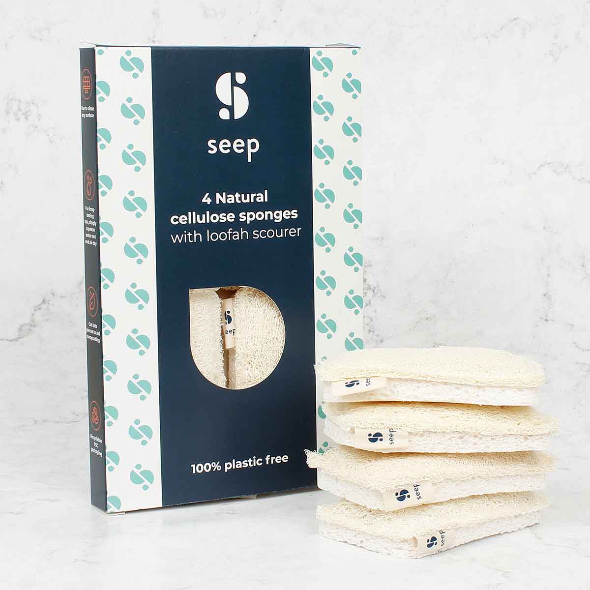 Compostable Sponge with Loofah Scourer - Pack of 4 - Peace With The Wild