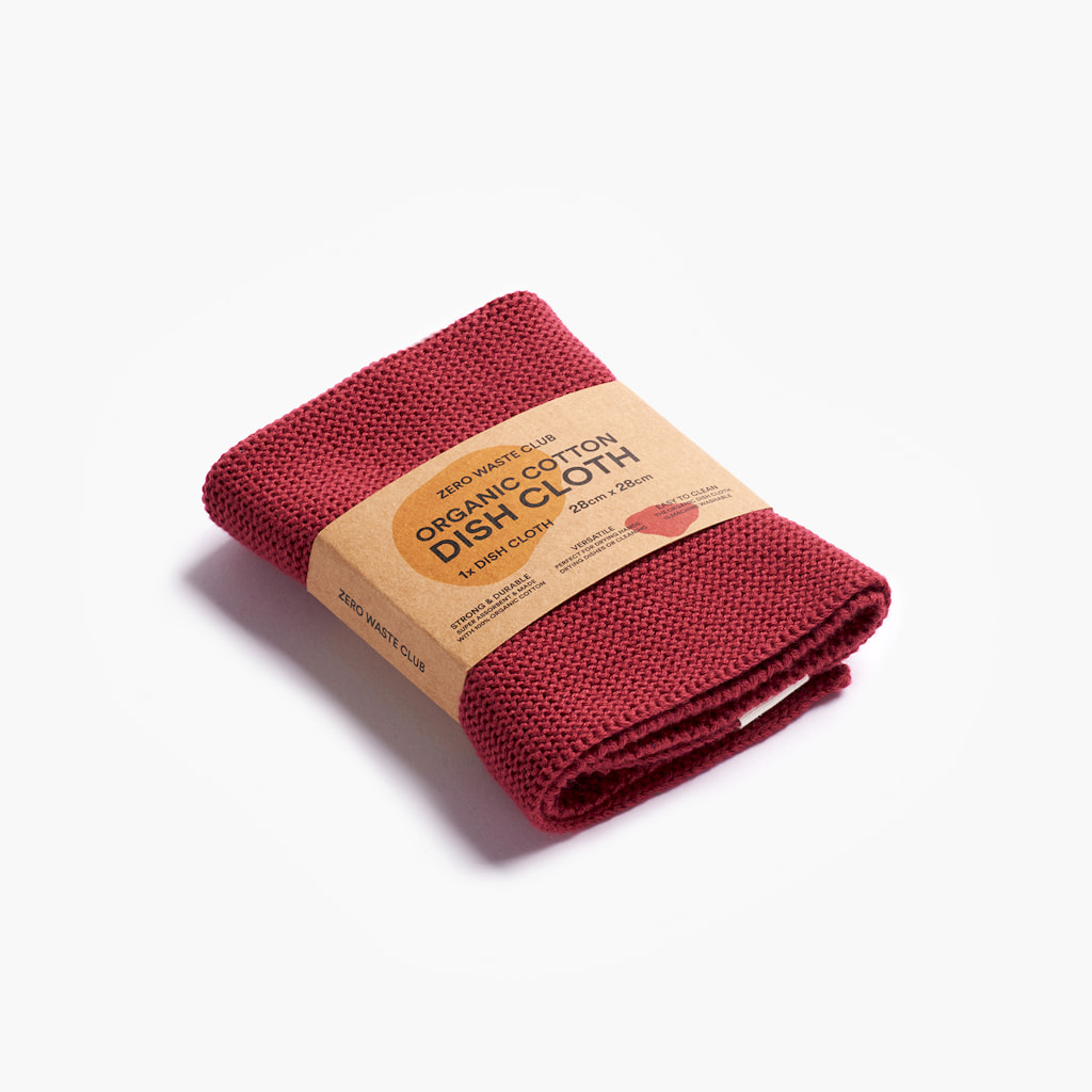 Organic Cotton Dish Cloth - Wine Red - Peace With The Wild