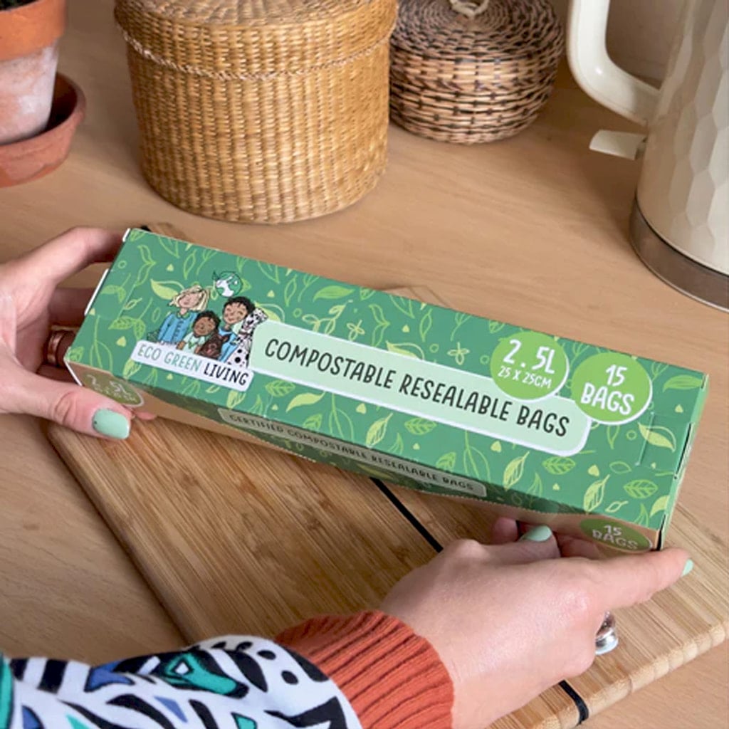 15 Compostable Resealable Bags - 2.5 Litre - Peace With The Wild