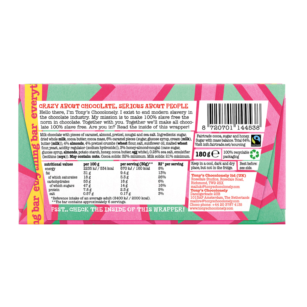 Tony's Chocolonely Milk Chocolate Everything Bar - 180g