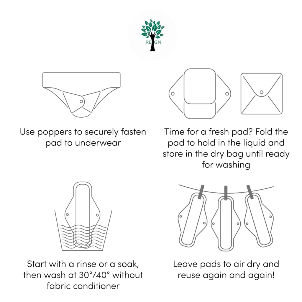 Reusable Sanitary Pads 6 Pack - Heavy Flow - Peace With The Wild