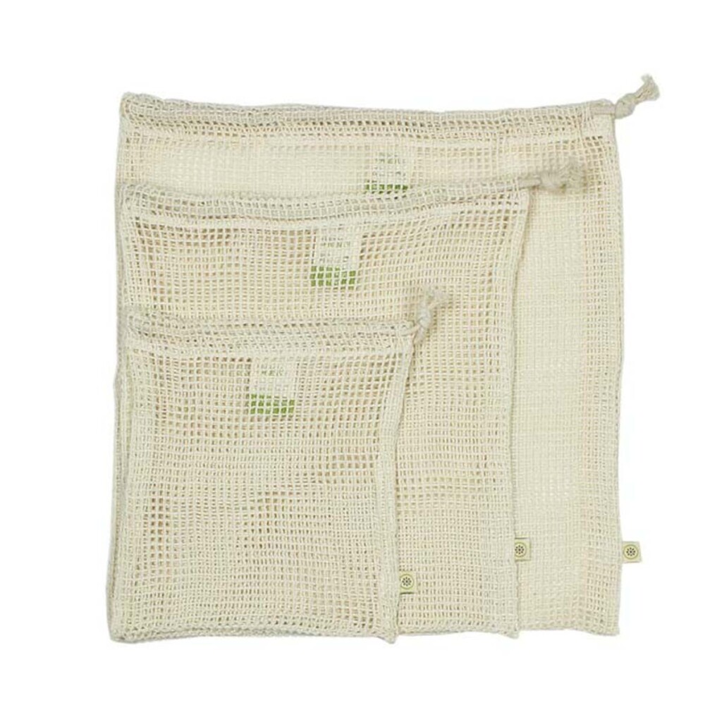 Organic Cotton Net Produce Bags - 3 Pack
