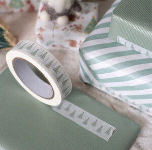 Biodegradable Paper Tape - Green Christmas Tree 24mm - Peace With The Wild