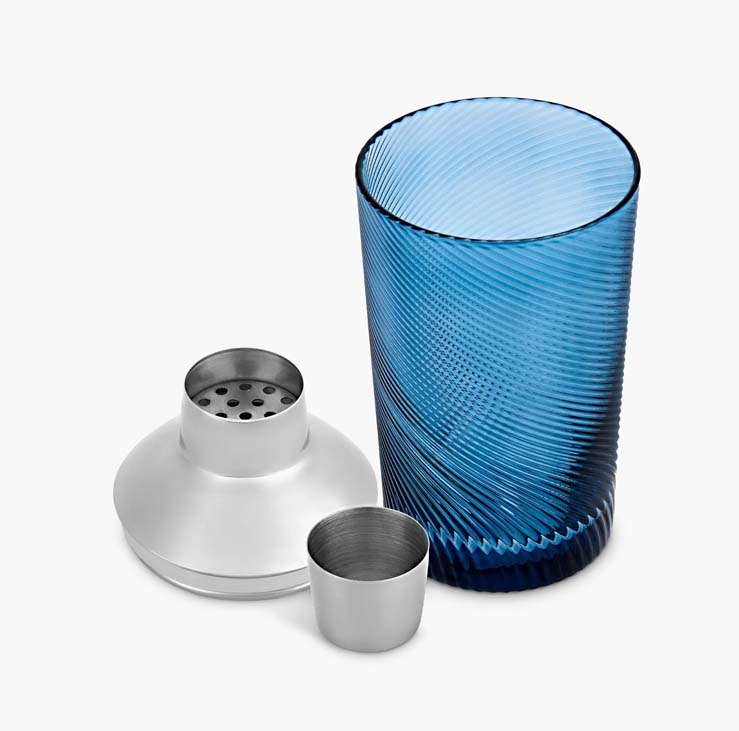 Blue Twist Glass Cocktail Shaker | Eco-Friendly Barware for Home Cocktails