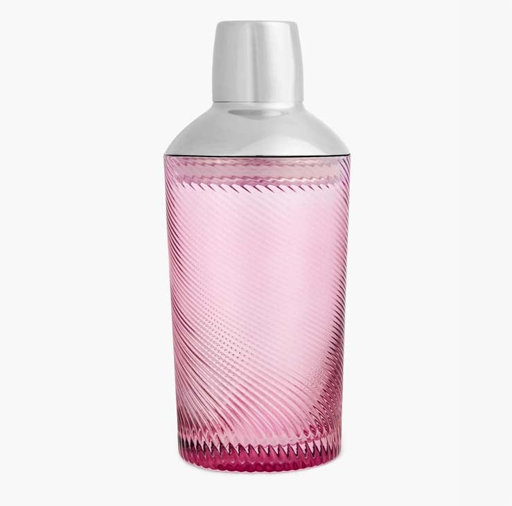 Pink Twist Glass Cocktail Shaker | Eco-Friendly Barware for Home Cocktails