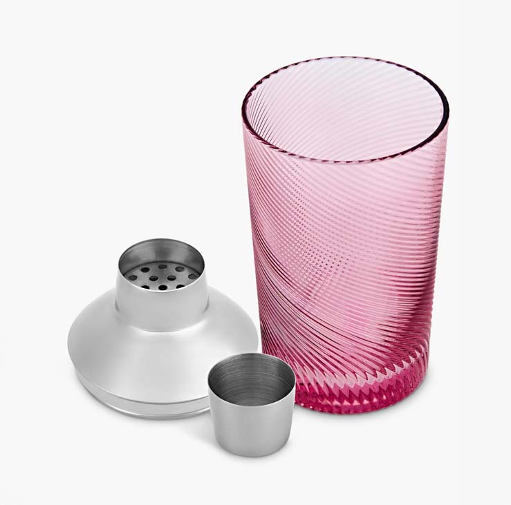 Pink Twist Glass Cocktail Shaker | Eco-Friendly Barware for Home Cocktails