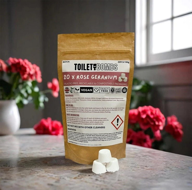 Rose Geranium Toilet Bombs – Eco-Friendly Toilet Cleaner (20 Pack)