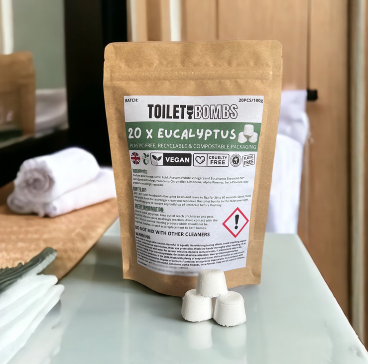 Eucalyptus Eco Toilet Bombs – 20 Pack | Plastic-Free Toilet Cleaner