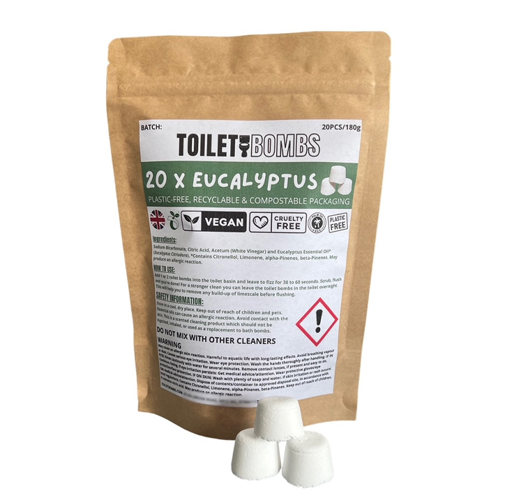 Eucalyptus Eco Toilet Bombs – 20 Pack | Plastic-Free Toilet Cleaner