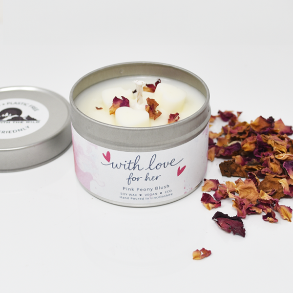 Pink Peony Blush Soy Candle – 100ml Natural Vegan Candle